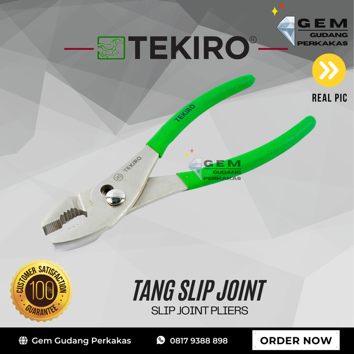 Jual TEKIRO SLIP JOINT PLIERS / Tang Slip Joint Ukuran 6Inch, 8Inch - 6 ...