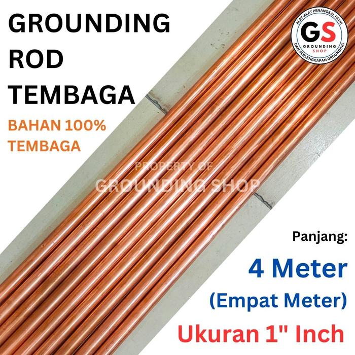 Jual Grounding Rod 1" Inch x 4 Meter Asli Tembaga / Stik Copper Rod ...