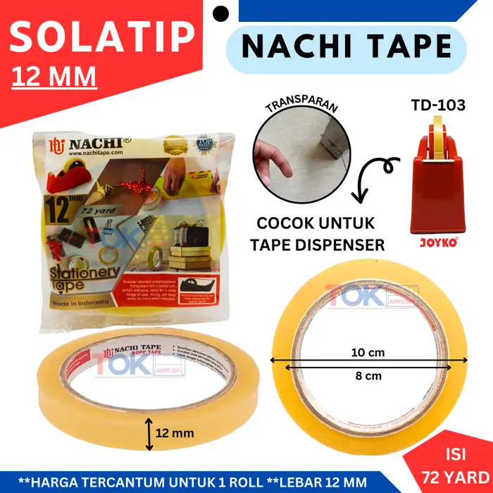 Jual Isolasi Tape NACHI 24mm x 72 Yard // 12mm x 72 yard - 24MM ...