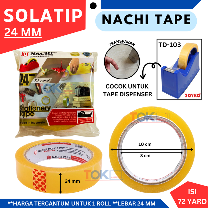 Jual Isolasi Tape NACHI 24mm x 72 Yard // 12mm x 72 yard - 24MM ...