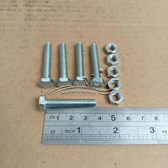 Jual BAUT MUR M6X35 KUNCI 10 M6 X 35 PANJANG 3,5CM 3,5 CM PITCH DRAT 1. ...
