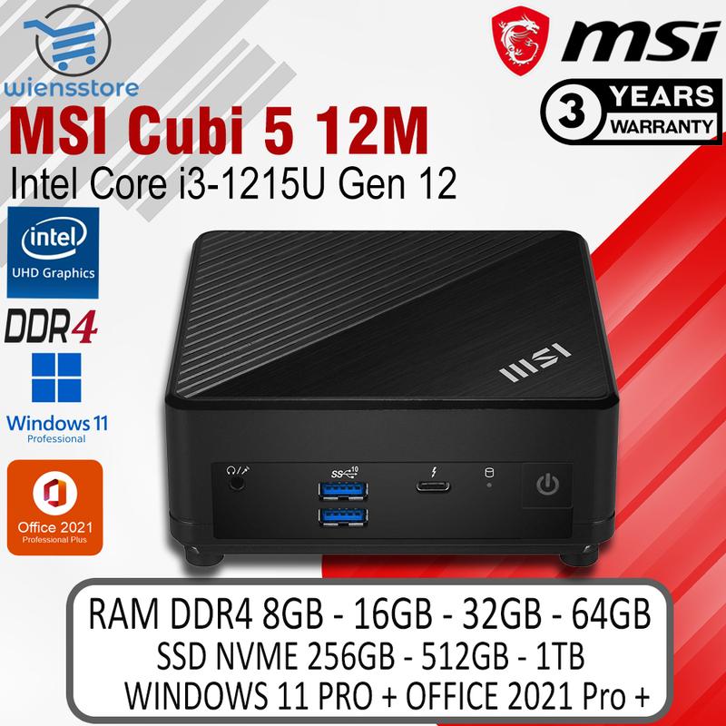 MINI PC MSI Cubi 5 12M Intel Core i3 1215U Gen 12 +RAM+SSD NVME+W11 ...