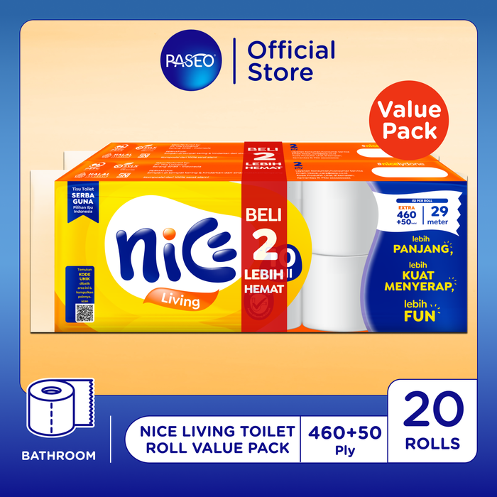 Promo Nice Living Toilet Core Emboss 10 Roll 460+50 Helai (Beli 2 Lebih ...