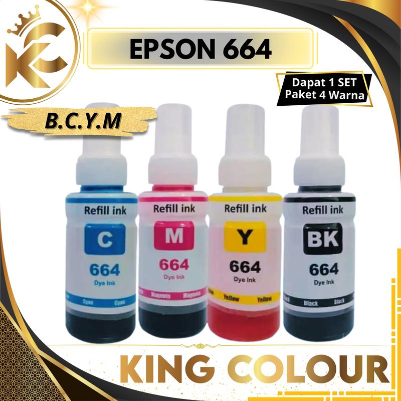 TINTA EPSON 664 ( 1 SET ) PRINTER SERIES L100, L110, L120, L200, L210 ...