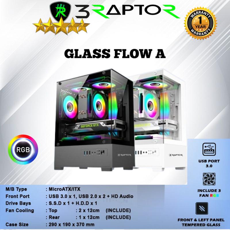 Casing PC Gaming Raptor Glass Flow A Free 3 Fan RGB M-ATX / ITX - Shop ...