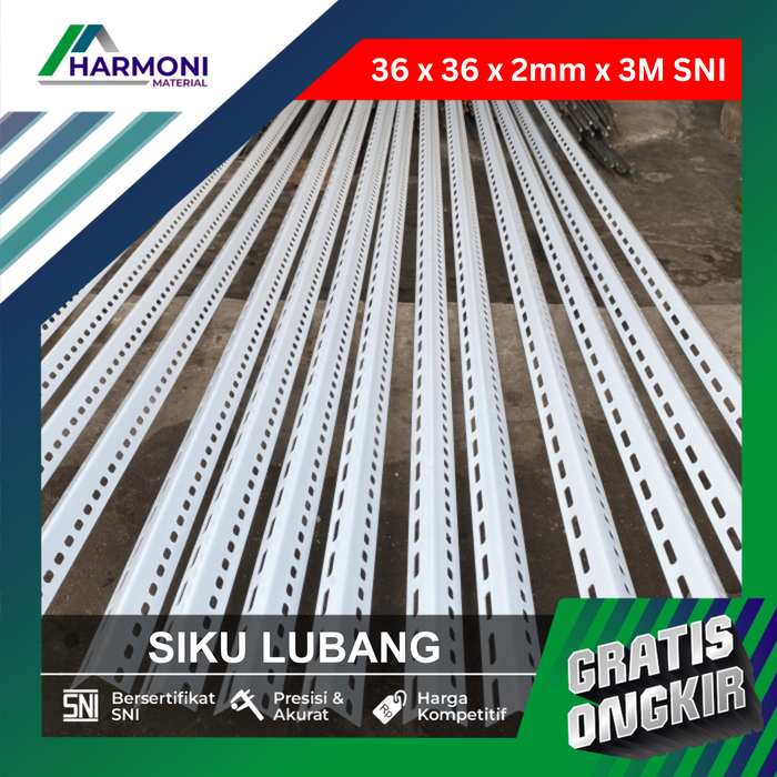 Jual Besi Siku Lubang 36x36 Tebal 2mm Panjang 3 Meter SNI Bolong ...