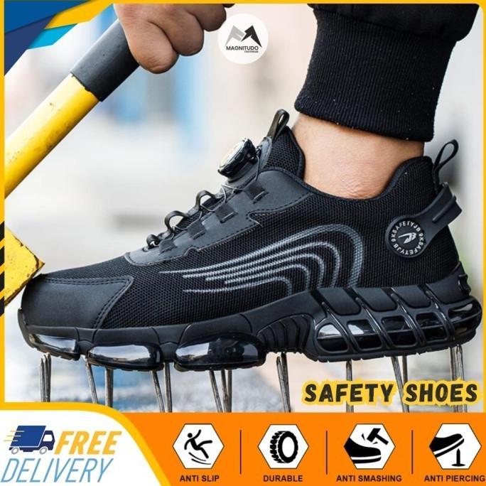 NEW Sneakers Sepatu Safety Pria Ujung Besi Tali Putar Import - Shop ...