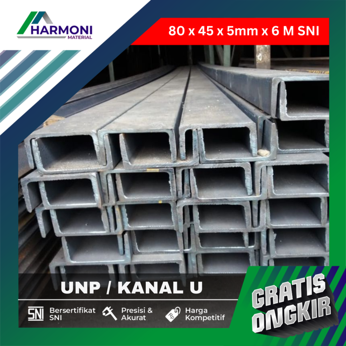 Jual Besi UNP 80 x 45 x 5mm x 6 Meter Non SNI Sertifikat - Kab ...