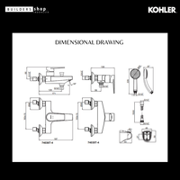 Promo KOHLER - Taut Exposed Wall Mount Matt Black Shower Set K-74036T-4 ...