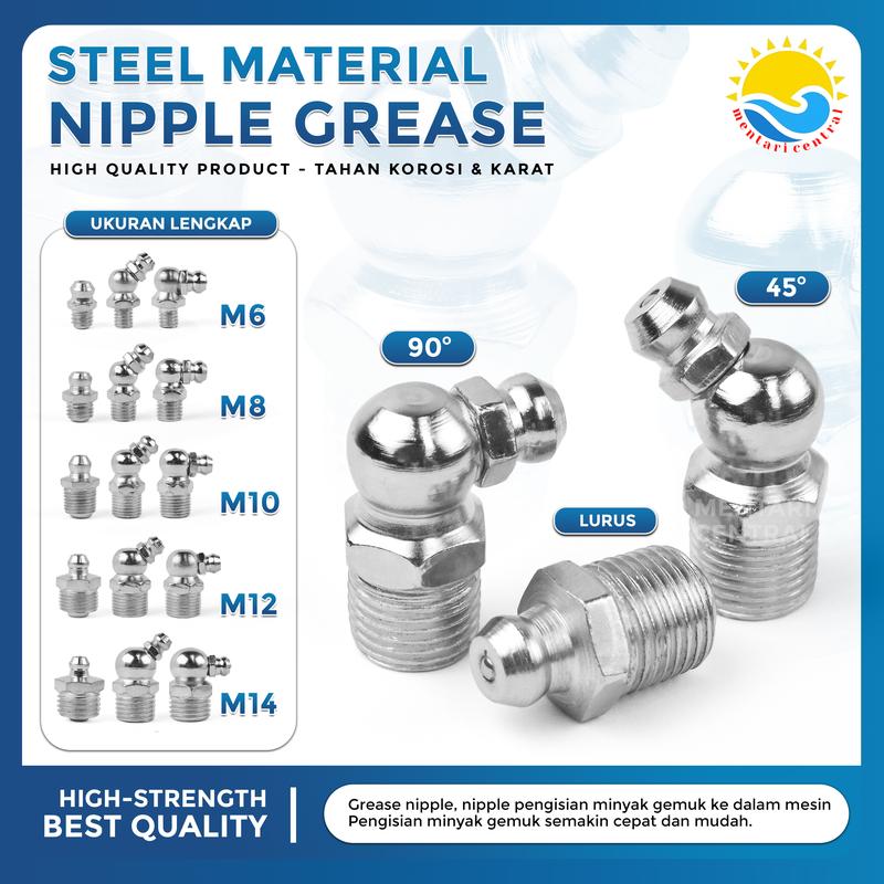 NIPPLE GREASE KUNINGAN 6MM 8MM 10MM 12MM 14MM NEPEL LURUS/45°/90° - M6 ...