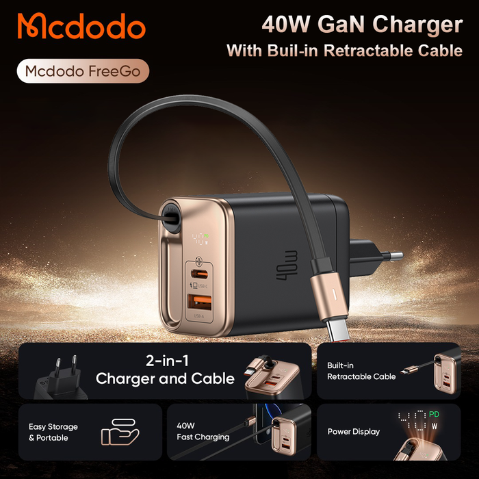 Jual MCDODO FreeGo Charger GAN PD Fast Charging 40w Built in ...
