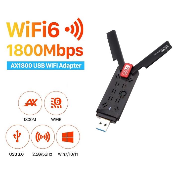 Jual Wifi USB Dual Band Wireless AX1800 Wifi 6 Network Internet Adapter ...