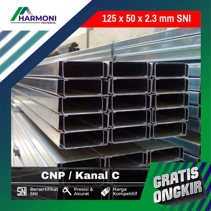 Jual Harga Besi CNP 125 x 50 x 2.3mm Panjang 6 Meter SNI Kanal C ...