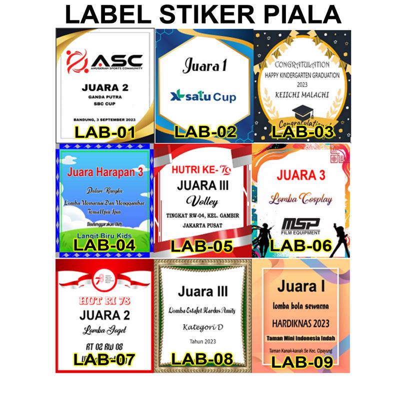 STIKER LABEL UNTUK PIALA TROPHY LABEL JUARA / PLAT NAMA JUARA - Shop ...