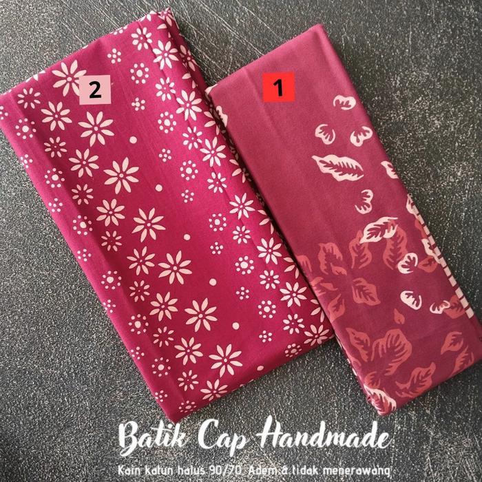 Jual Kain Batik Cap Handmade Bunga Daun - Truntum Bunga ( Magenta ...