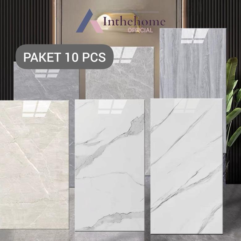 PAKET 10 PCS Wallpaper dinding Vinyl Marble 30 x 60 cm 0,3cm / dinding ...
