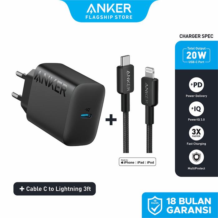 Promo Anker Adaptor Wall Charger GaN Ice Cooled Bundle Kabel Type C ...