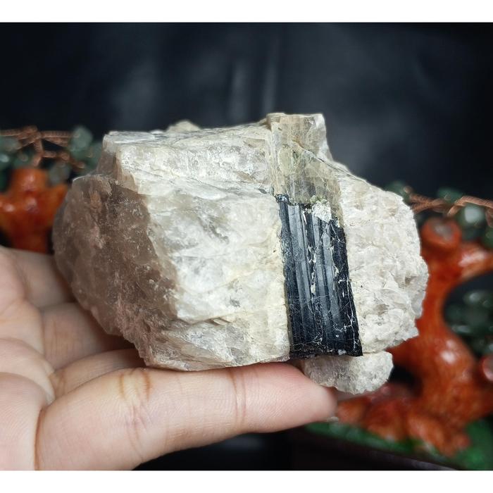 Jual Batu Natural Black Tourmaline with Calcite Raw / Rough Speciment ...