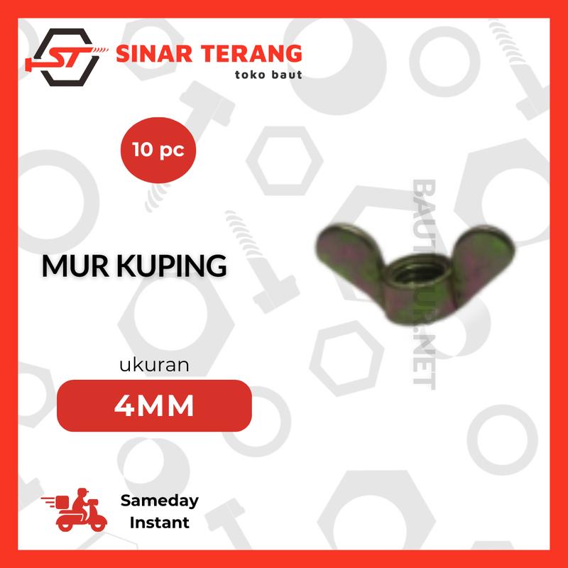 Mur Kuping 4mm - Wing Nut 4mm - Mur Kupu Kupu - Shop | Tokopedia