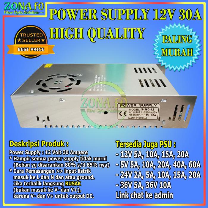 Promo Power Supply 12V 30A PSU 12V 30A Switching Power Supply Kipas 12V ...