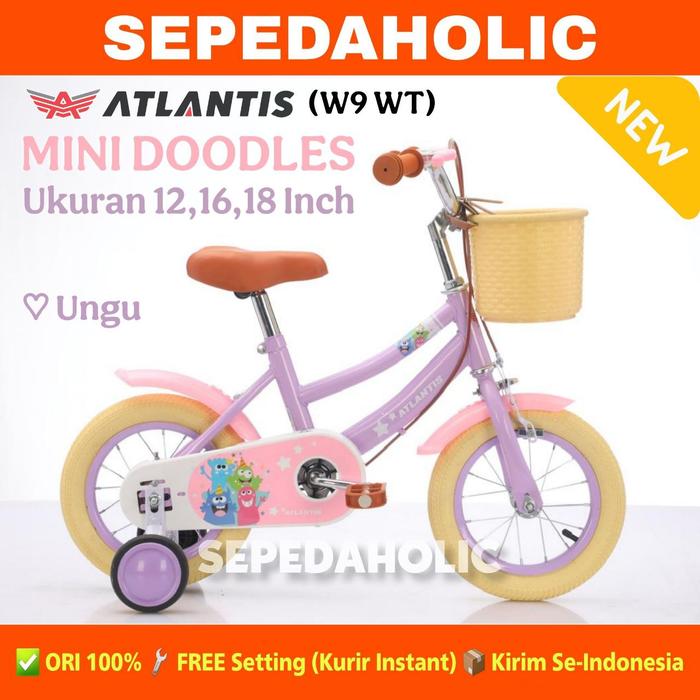 Jual Sepeda Anak Perempuan ATLANTIS W9 WT MINI DOODLES Keranjang Ukuran ...