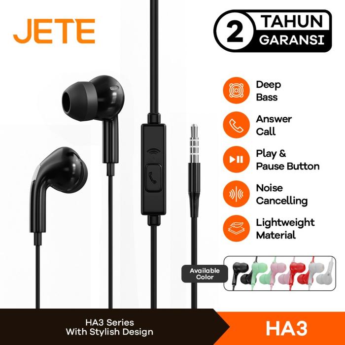 Promo Headset Earphone JETE HA3 with Mic - Garansi Resmi 2 Tahun ...