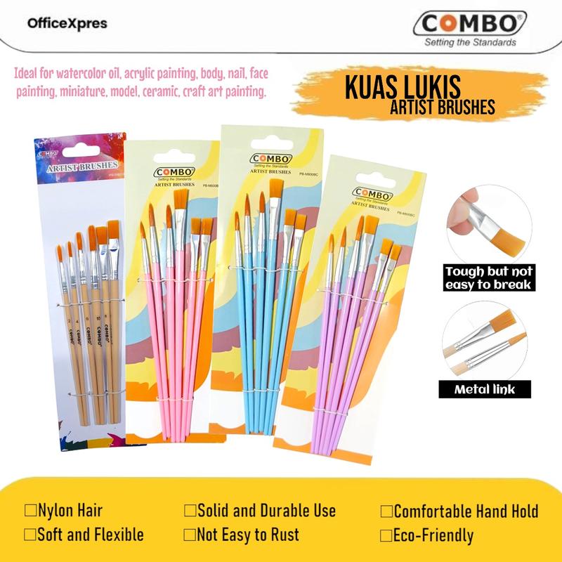 Kuas Lukis Set / Artist Brushes Set Flat Round / Paint Brush - Shop ...