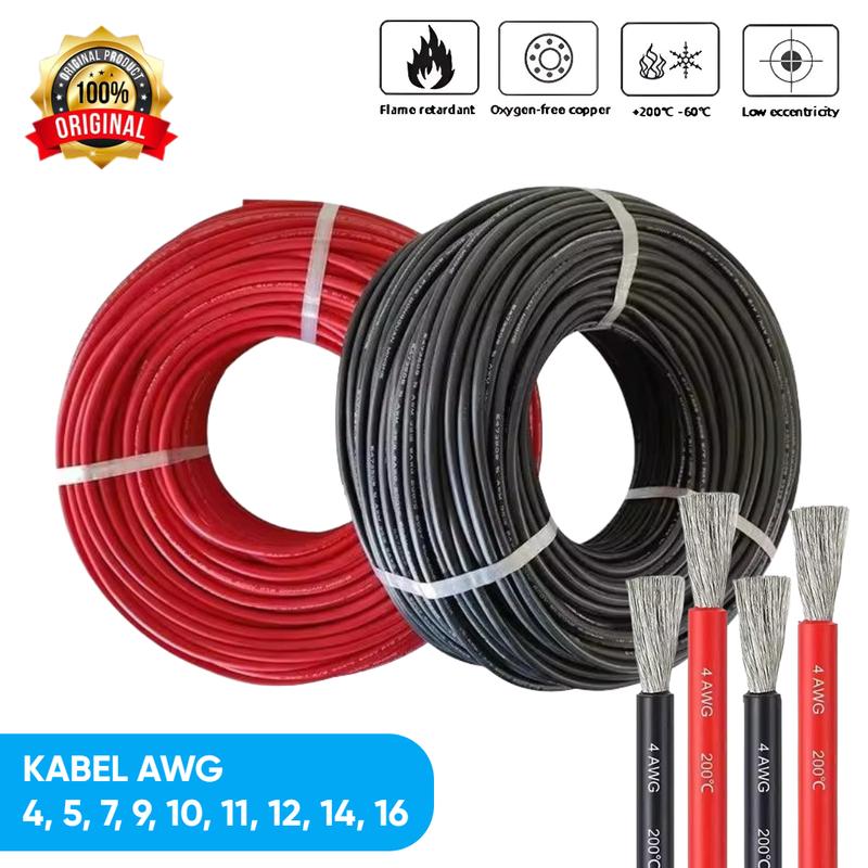 Kabel AWG Hitam Merah 2 4 5 7 10 11 12 13 14 15 16 ALLWELL Serabut ...