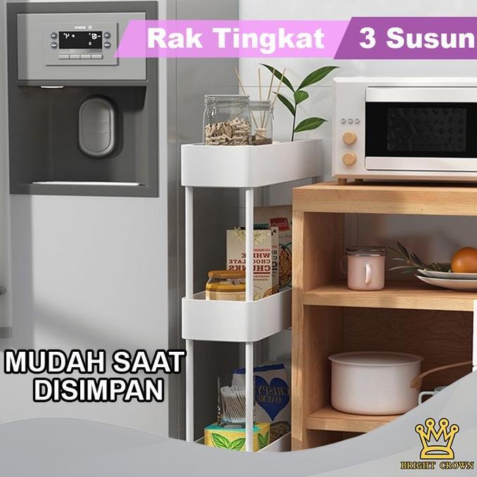 baru Bright Crown Rak Dapur Plastik Serbaguna 2/3/4 Tingkat Dengan Roda ...