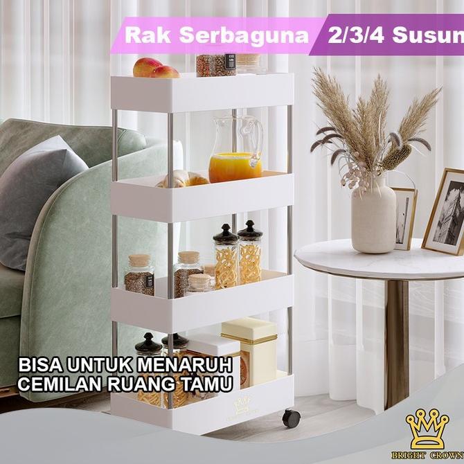 baru Bright Crown Rak Dapur Plastik Serbaguna 2/3/4 Tingkat Dengan Roda ...