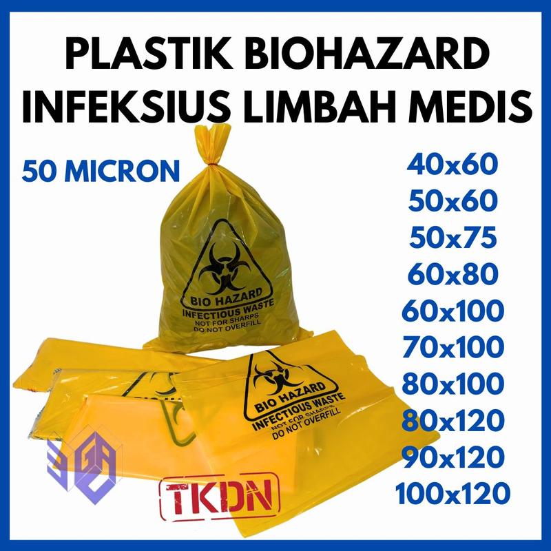 Kantong Plastik Limbah Medis Logo BIOHAZARD Warna Kuning Ukuran 40x60 ...