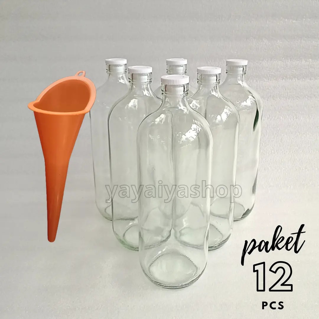 Botol Kaca 1 Liter 12 Pcs, Botol Bensin, Botol Minyak, Botol Jamu ...
