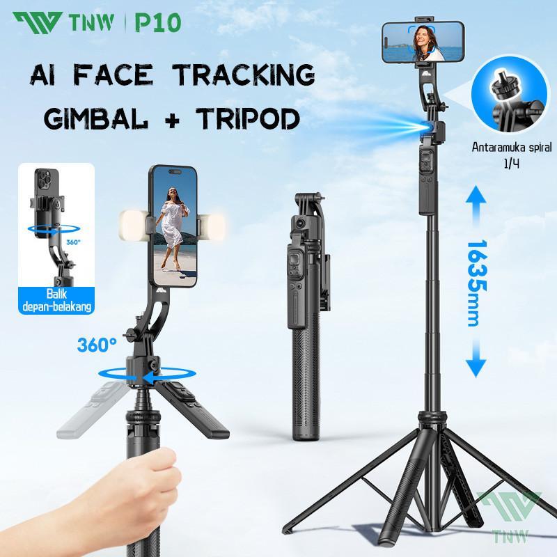 TNW P10 360° Auto Face Tracking Tripod Bluetooth Tongsis AI Gimbal ...