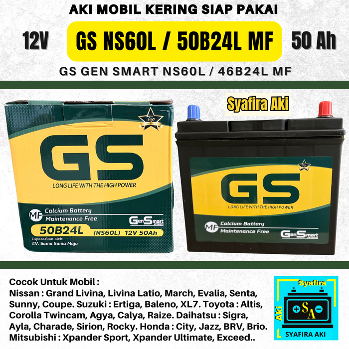 Jual Aki Mobil Suzuki Ertiga, Baleno GS GEN SMART MF NS60L Aki Kering ...