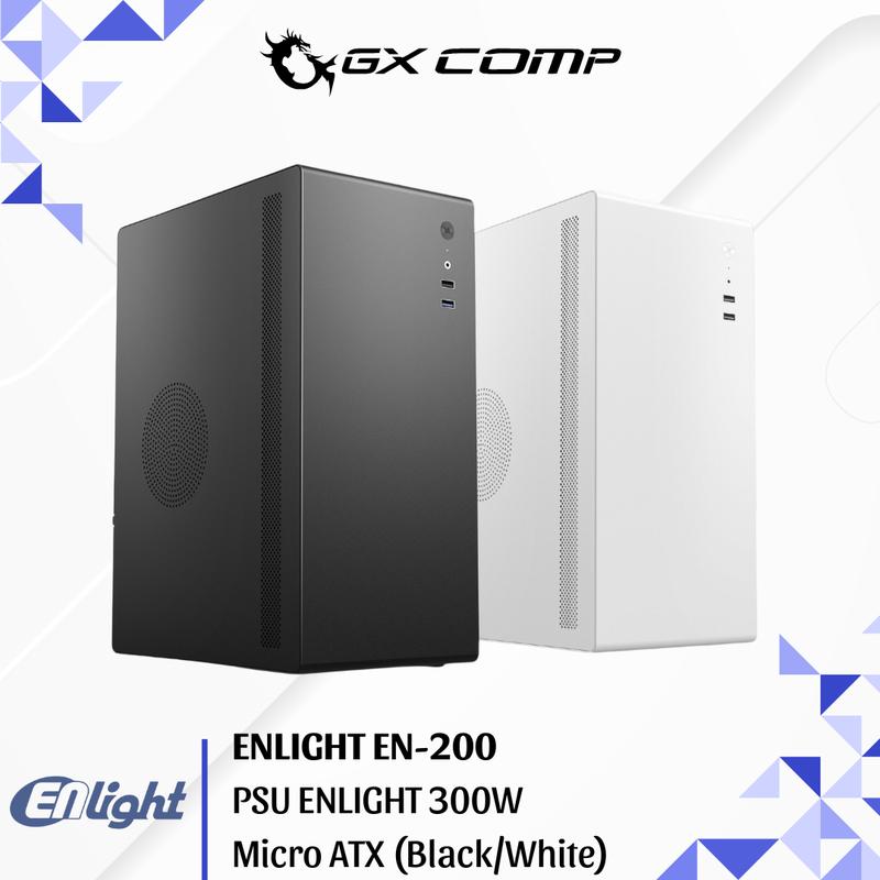 Enlight EN-200 Black & White Inc PSU 300W - Casing PC mATX - - Shop ...