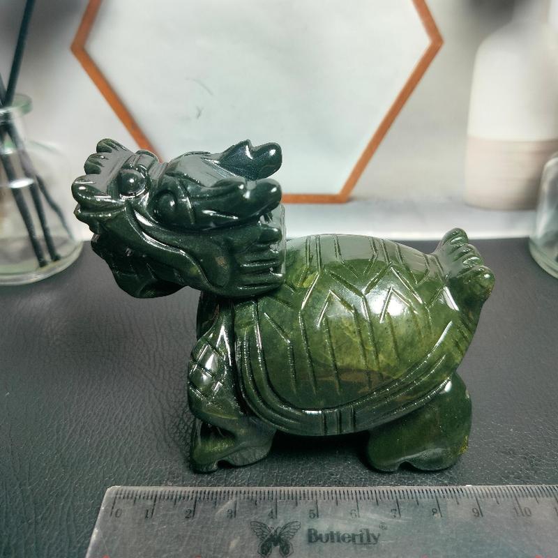 Batu Alam Natural Green Jade Dragon Turtle Carving For Wealt - Shop ...