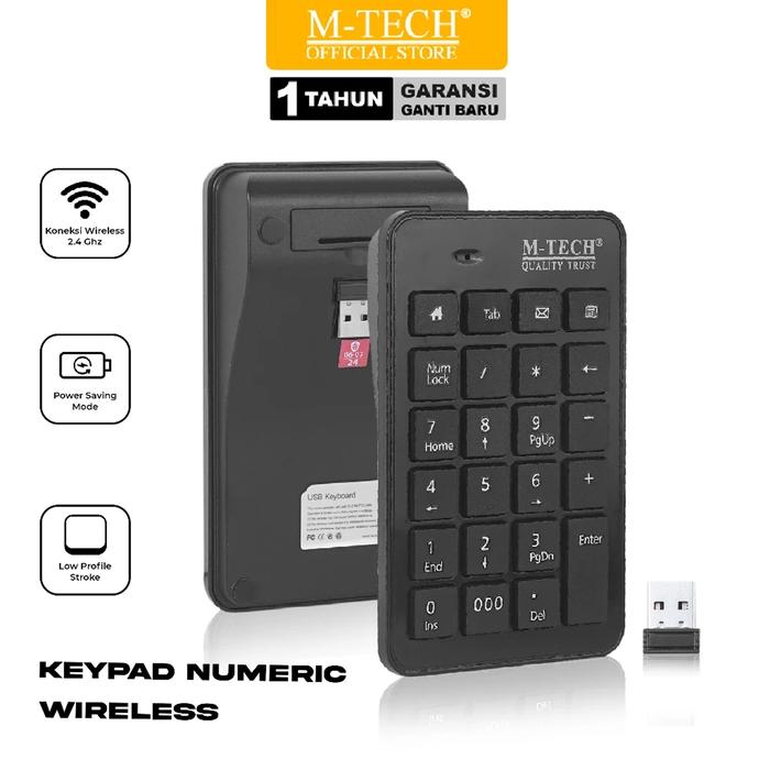 Promo MTECH Keyboard Numerik Keypad Angka Kasir Wireless Bisa PC Laptop ...