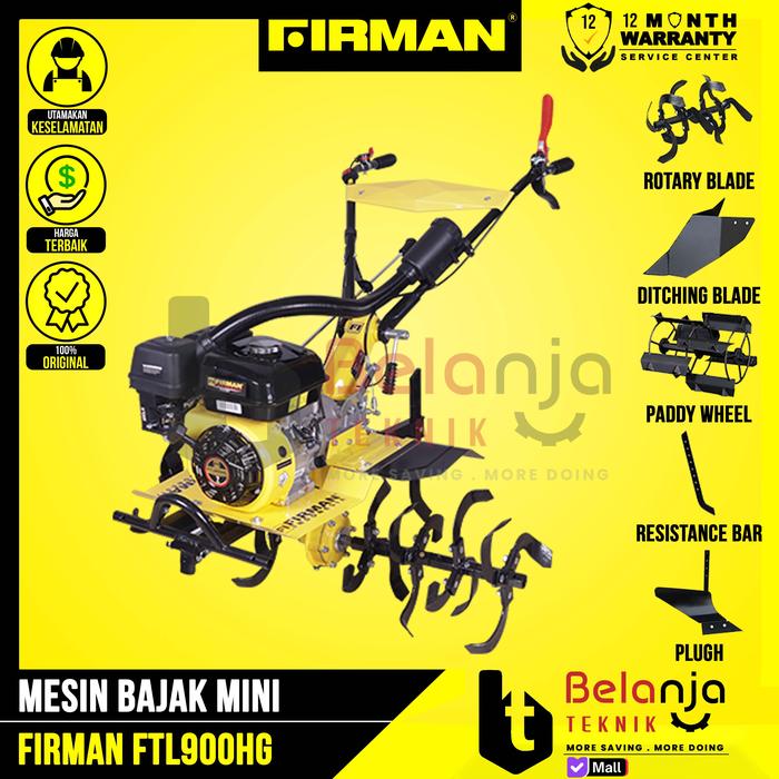 Promo FIRMAN Mesin Bajak Mini FTL900 HG TANGGUH Traktor Tiller Tanah ...