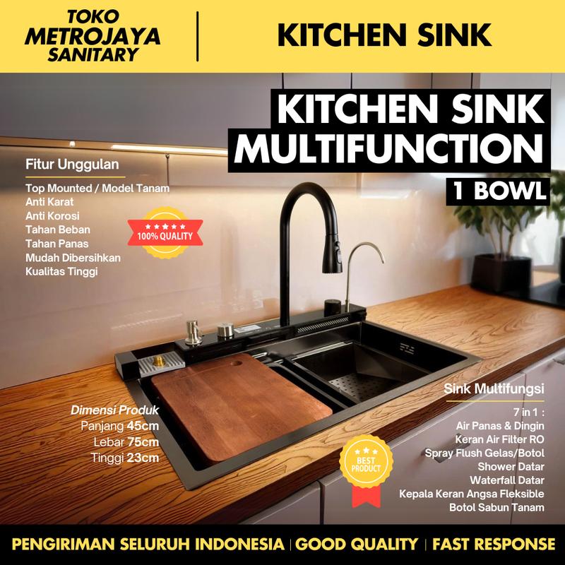 KITCHEN SINK 7545 PIANO 5 HITAM STAINLESS STEEL - Shop | Tokopedia