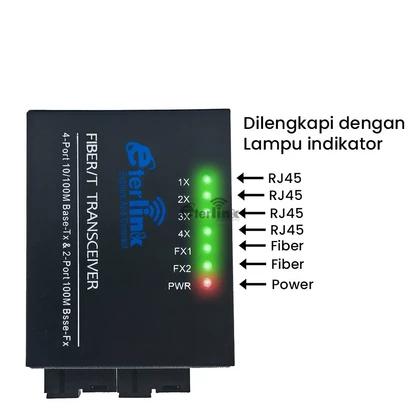 HTB 2F4E Yellow Media Converter 2 Port FO - 4 Port LAN Support POE ...
