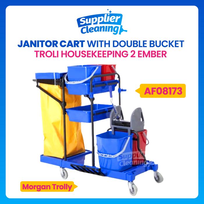 Jual Trolly Alat kebersihan dengan Ember Ganda / Morgan Trolley AF08173 ...