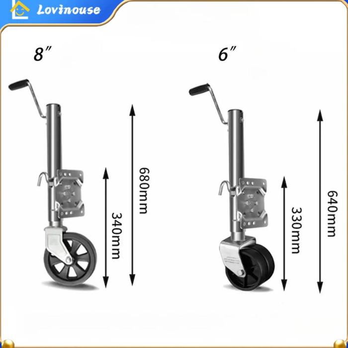 Jual 6in/8 in Solid Wheel Sidewind Round Swivel Trailer Jack with Bolt ...