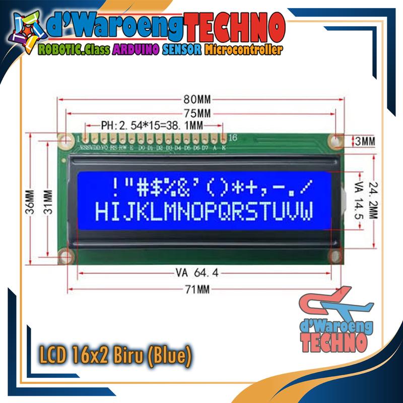 LCD 16x2 Biru/KuningHijau - Backlight Blue/YellowGreen - Shop | Tokopedia