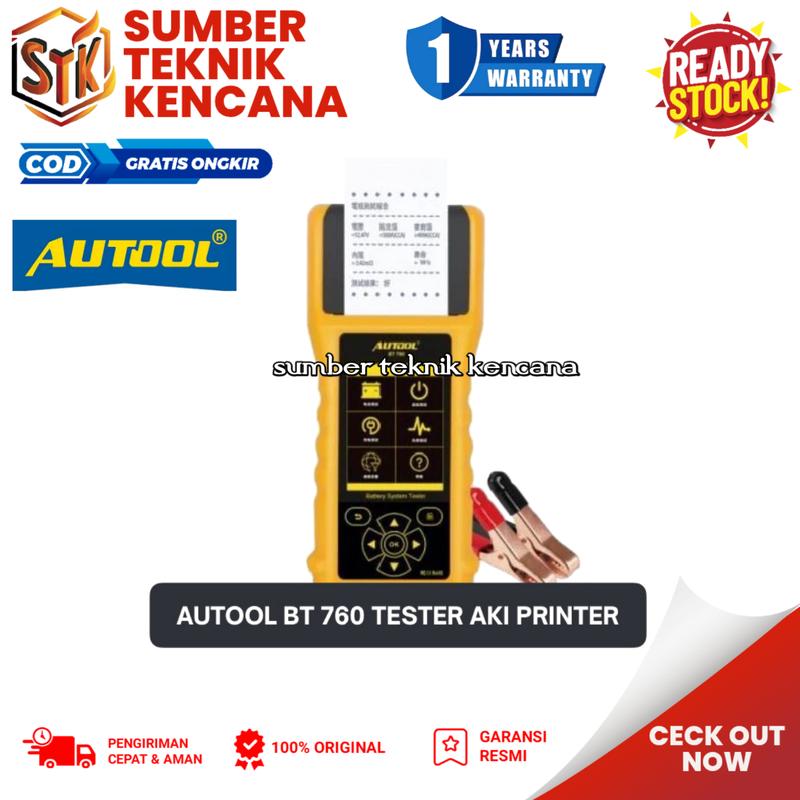 AUTOOL BT760 6-30V Alat Tester Aki Mobil Motor dengan Thermal Printer ...