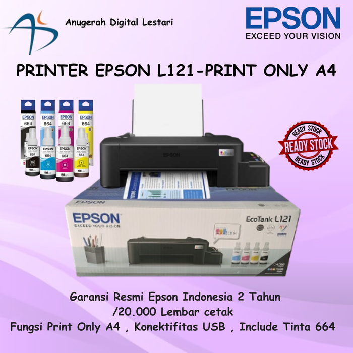 Promo Printer Epson L121 Print Only Ink Tank INCLUDE TINTA ORI Cicil 0% ...