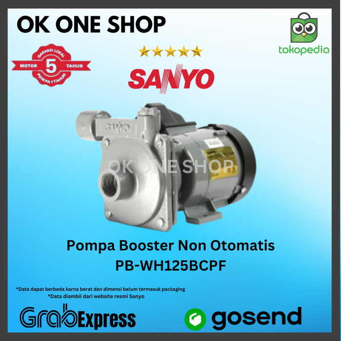 Jual SANYO PB-WH125BCPF Booster Pump Non Otomatis / PBWH 125C BCPF (125 ...