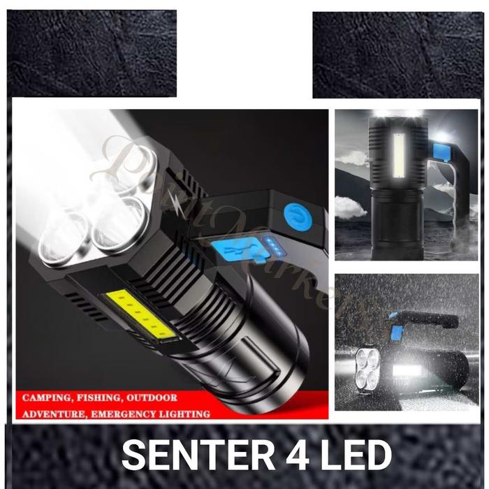 Jual Senter 4 LED super terang Sorot Jarak Jauh - Senter LED USB ...