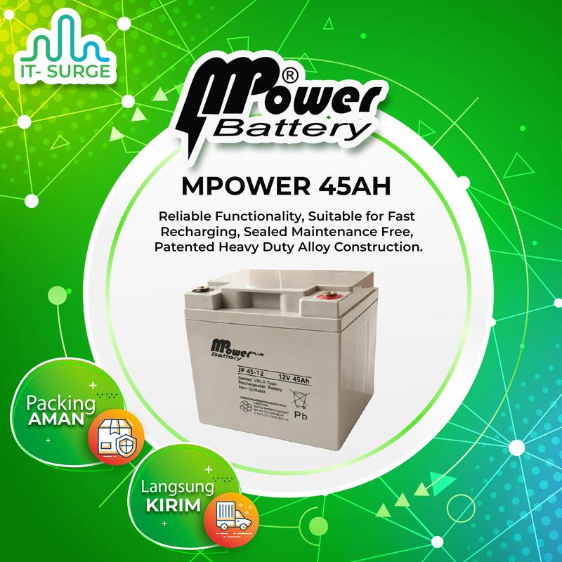 BATTERY SOLAR PANEL / UPS VRLA MPOWER JP45-12 12V 45AH - Shop | Tokopedia