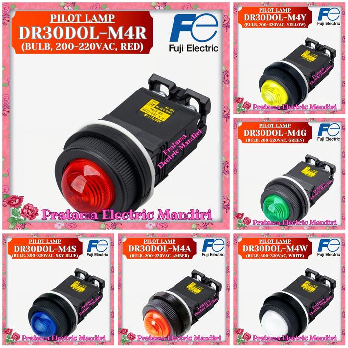 Jual Pilot Lamp Diameter 30mm DR30 DOL-M4* (R,G,Y,W) 220VAC FUJI ...