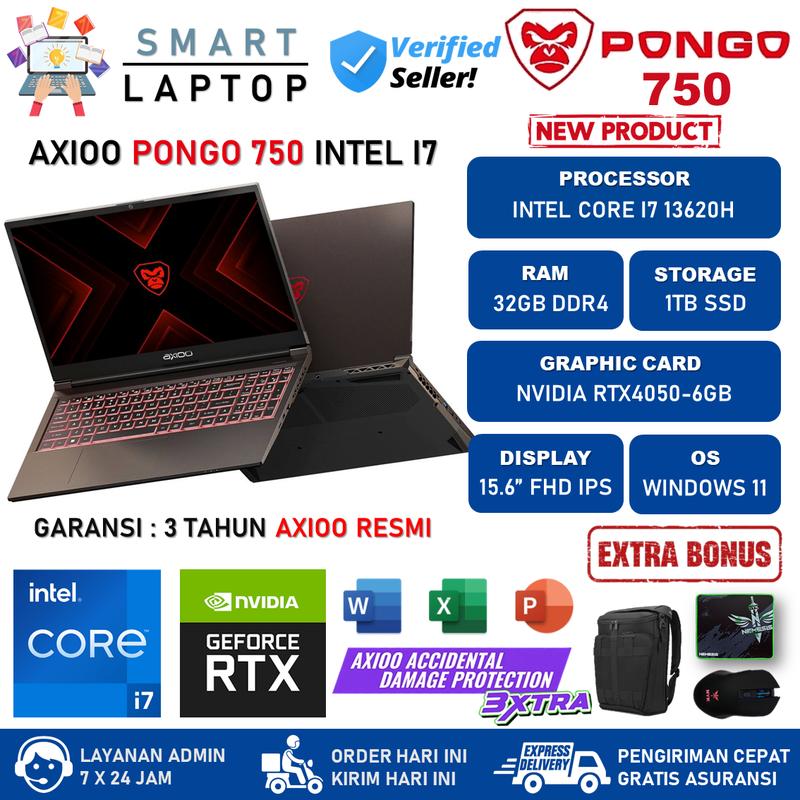 laptop gaming axioo pongo 750 intel i7 13620h 32gb 1tb ssd rtx4050-6gb ...